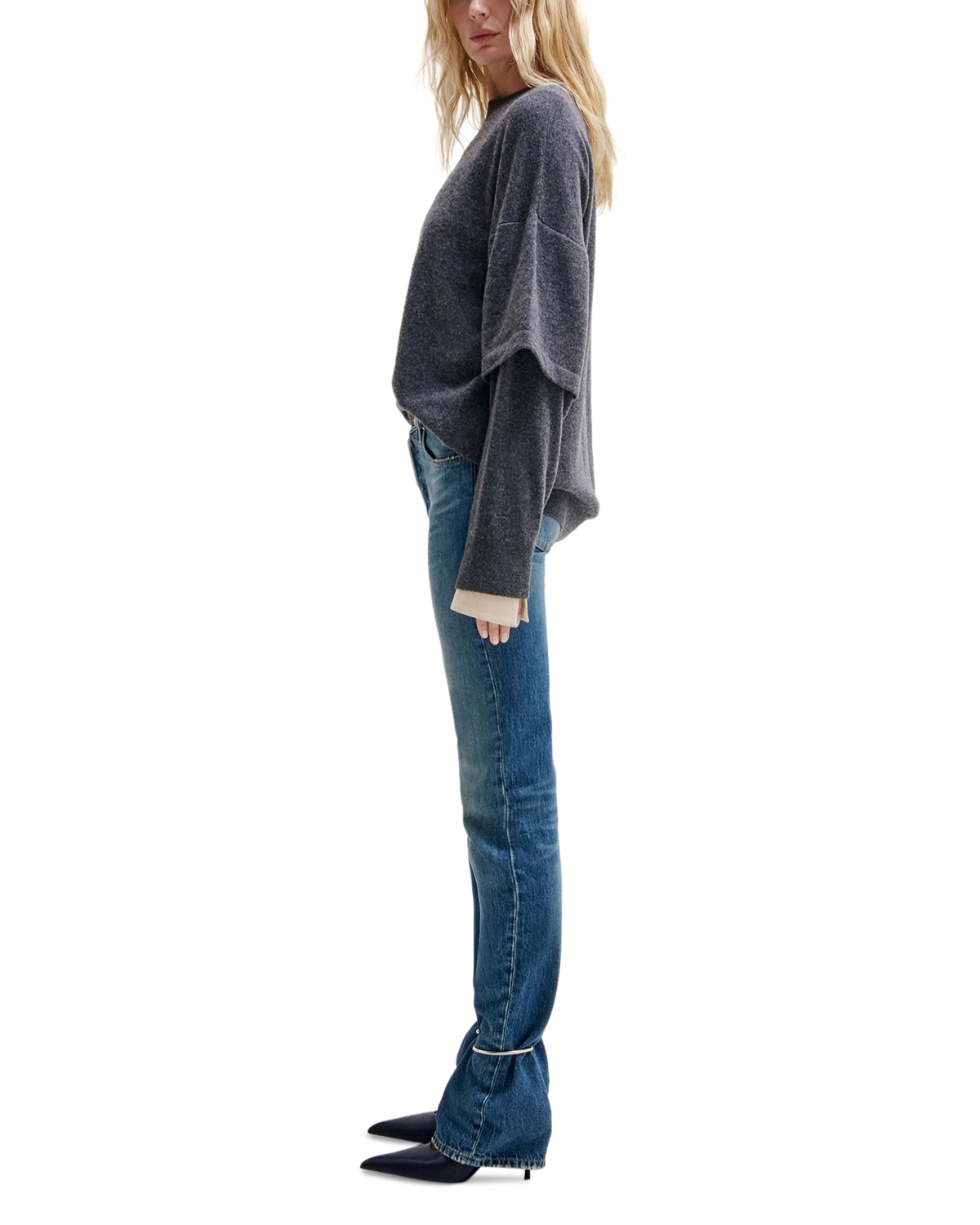 DARKPARK Darkpark Cotton Straight Leg Jeans with Embellished Cuffs